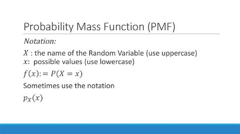Random Variable PMF Probability Mass Function Expected Value