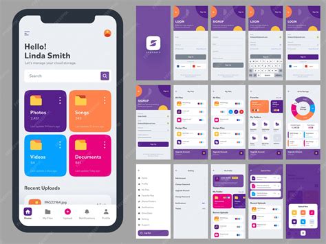 Premium Vector Mobile App Ui Kit With Different Gui Layout Including Log In Create Account