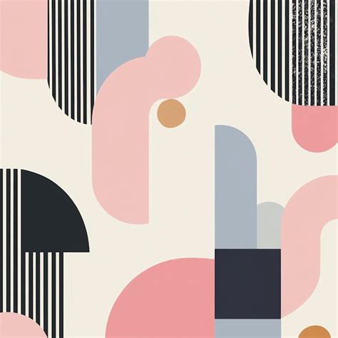 Minimalist Abstract Geometric Patterns In Pastel Colors Premium Ai Generated Image