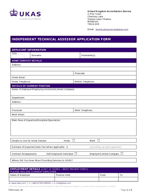 F002 Independent Technical Assessor Application F002 Independent Technical Assessor