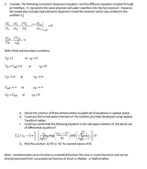 2 Consider The Following Convection Dispersion