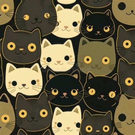 repeating cat pattern neural network ai generated stock illustration