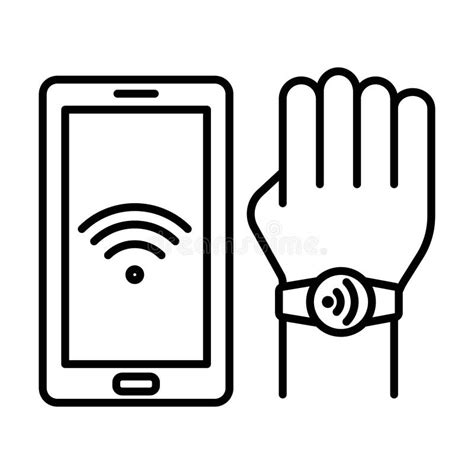 Nfc Bracelet Connected Linear Logo Mark In Black And White Stock Vector