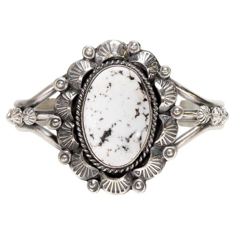 Navajo White Buffalo Turquoise Cuff Bracelet At 1stdibs