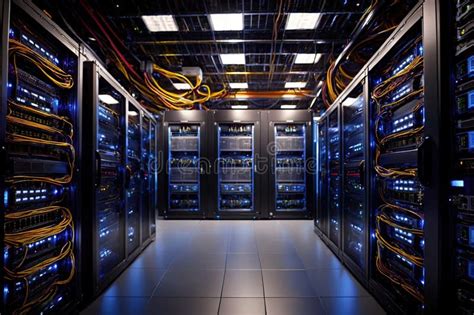 Computer Network Server Room Data Communications Technology Wiring Cables Stock Illustration
