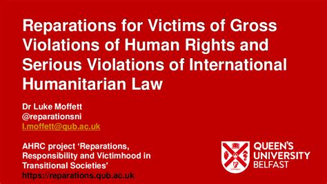 Exploring Reparations By State And Non State Armed Groups For Victims Of Gross Violations Of