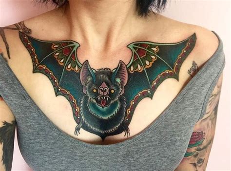 Bat Chest Tattoo Design