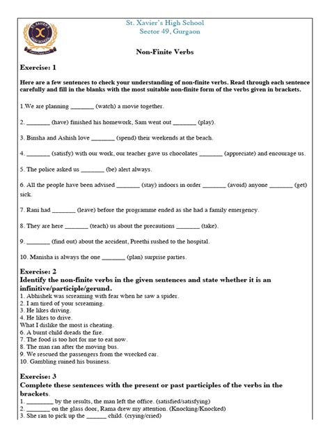Exercise Non Finite Pdf