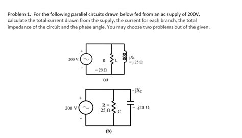Solved Problem For The Following Parallel Circuits Drawn Chegg