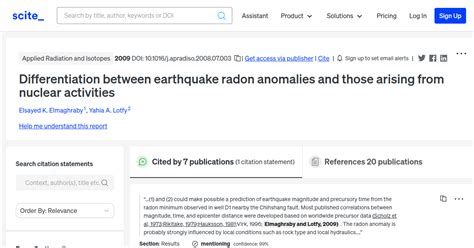[citation Report] Differentiation Between Earthquake Radon Anomalies And Those Arising From