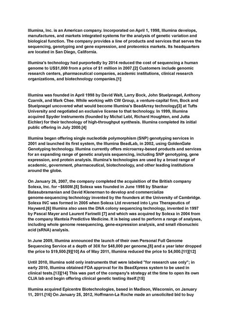 Illumina Inc Analysis Copy Illumina Inc Is An American Company