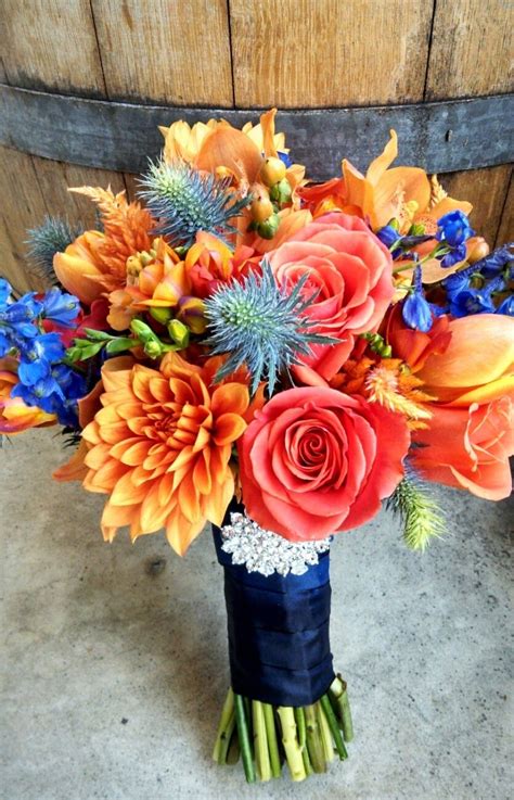 Navy Blue And Orange Flowers At Eunice King Blog