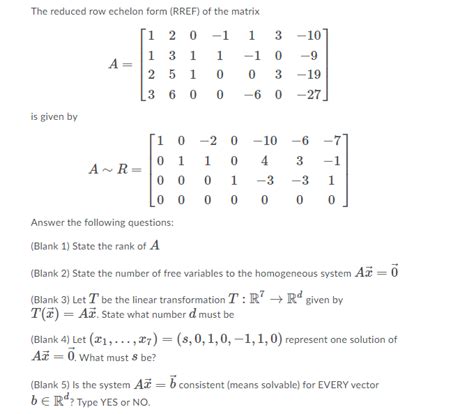 The reduced row echelon form (RREF) of the matrix 1 2 | Chegg.com