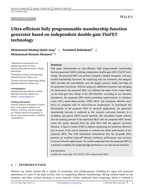 Pdf Ultra‐efficient Fully Programmable Membership Function Generator