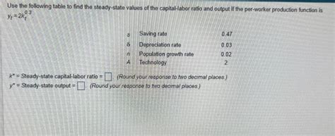 solved use the following table to find the steady state