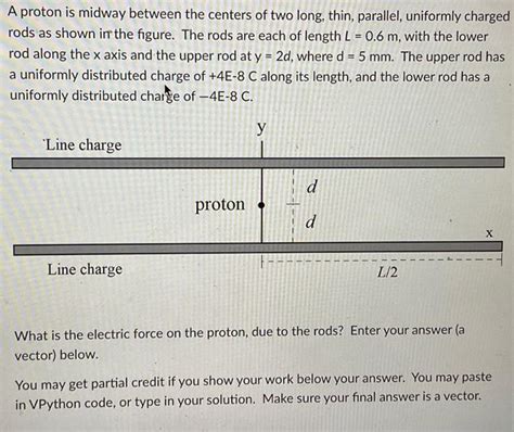 Solved A Proton Is Midway Between The Centers Of Two Long