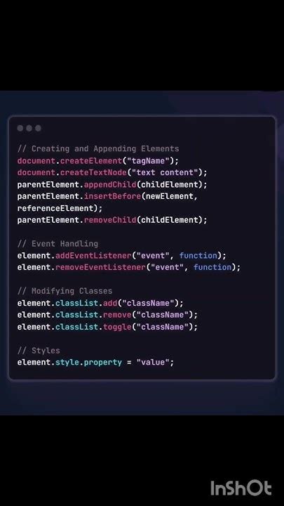 javascript dom methods cheat sheet🤯 javascripttutorial new shorts