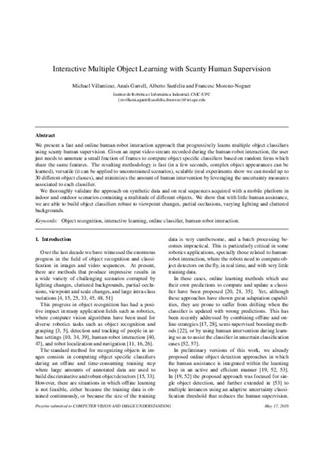 Pdf Interactive Multiple Object Learning With Scanty Human Supervision