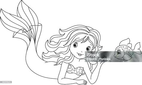 หน้าระบายสีนางเงือก ภาพประกอบสต็อก ดาวน์โหลดรูปภาพตอนนี้ เงือก เด็ก อายุ 2015 Istock