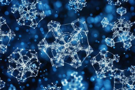 A Close Up View Of Blue Molecular Structures Suspended In A Dark