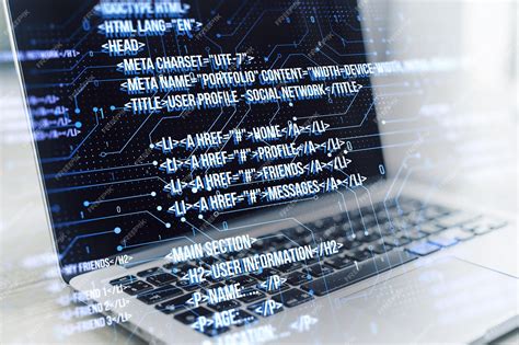 Premium Photo A Modern Laptop Displaying Html Coding Language On The