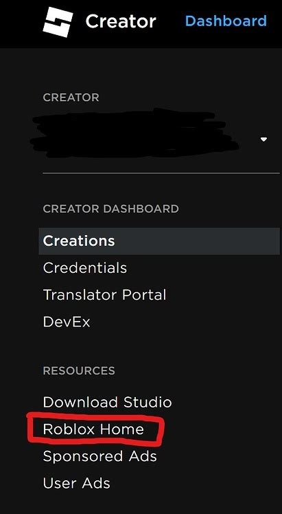 unintuitive to return to roblox from creator dashboard website