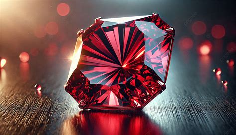 Luxurious Red Gem Close Up With Stunning Facet Details Luxurious Red