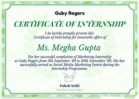 Megha Gupta On Linkedin Internship Intern Socialmediaintern Certificateofcompletion