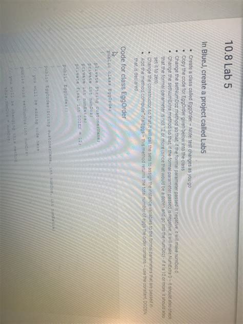 Solved 108 Lab 5 In Bluej Create A Project Called Labs •