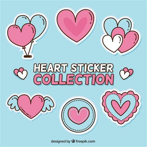 Free Vector Set Of Stickers With Hearts
