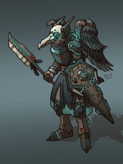 [oc] Sci Fi Raven Robot Knight R Scifiart