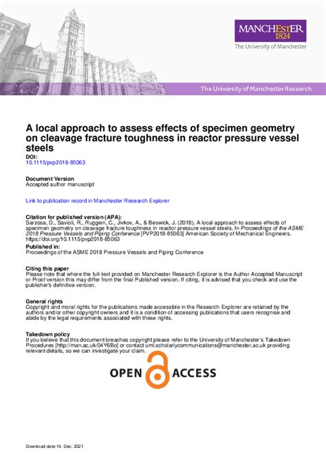 Pdf A Local Approach To Assess Effects Of Specimen Geometry On Cleavage Fracture Toughness In