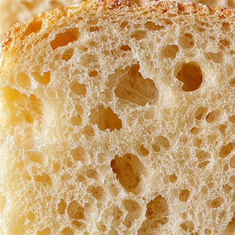 A Closeup Of A Bread Slice Revealing The Open Crumb Structure Of