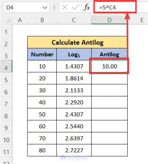 how to calculate antilog in excel with 3 criteria exceldemy