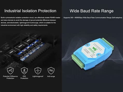 8 ch rs485 hub with rs485 network relay extension isolation functions