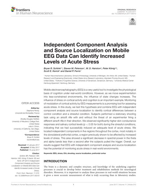Pdf Independent Component Analysis And Source Localization On Mobile Eeg Data Can Identify