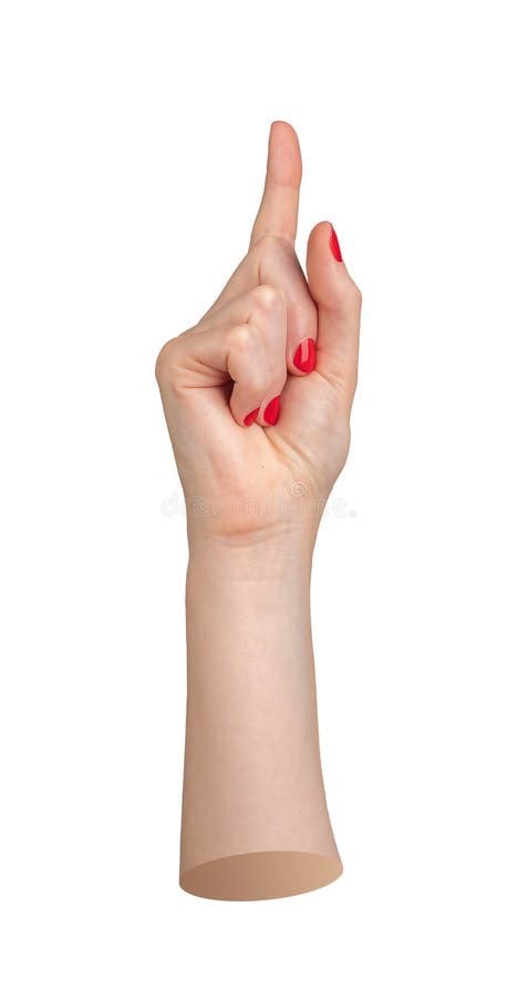Hand Gesture With The Index Finger Pointing Upward Signaling Or Indicating Forefinger With Red