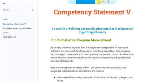 CDA Competency Statement V RC V For Your CDA Teaching Portfolio Builder Guide Sample Mariela