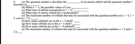 solved the quantum number describes the shape of an atomic orbital and