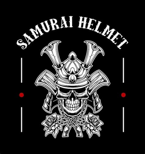 사무라이 해골 헬멧 벡터 디자인 일러스트 레이 션 프리미엄 벡터