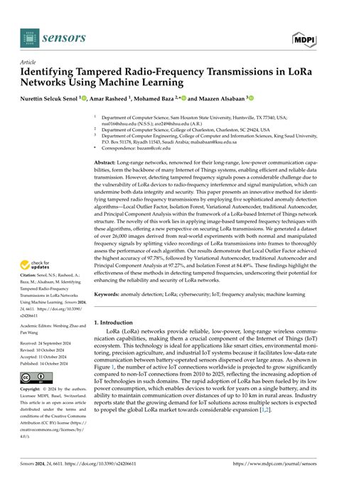 Pdf Identifying Tampered Radio Frequency Transmissions In Lora