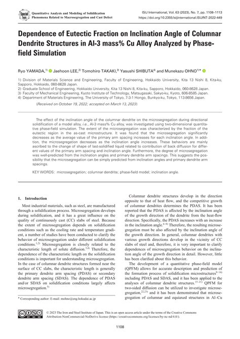 Pdf Dependence Of Eutectic Fraction On Inclination Angle Of Columnar