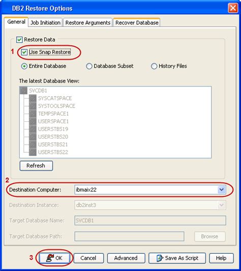 snapprotect getting started db2 restore