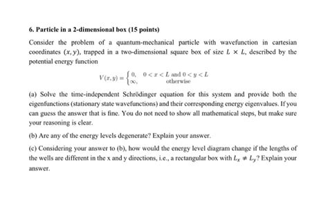 Solved 6 Particle In A 2 Dimensional Box 15 Points Chegg Com