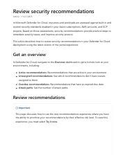 Review And Prioritize Security Recommendations In Microsoft Course Hero