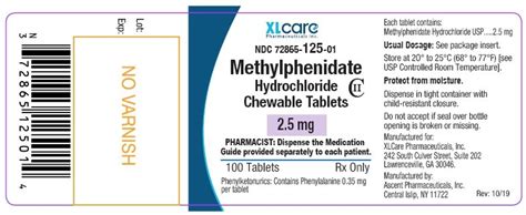 Methylphenidate Chewable Tablets Package Insert Methylphenidate Chewable Tablets Package Insert
