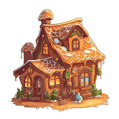 진저브레드 하우스 벡터 창문에 진저브레드 장식이 있는 만화 진저브레드 집 상표 클립 아트 Png 일러스트 및 벡터 에 대한 무료 다운로드 Pngtree