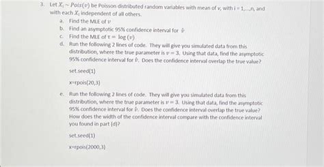 solved 3 let xi∼ pois v be poisson distributed random