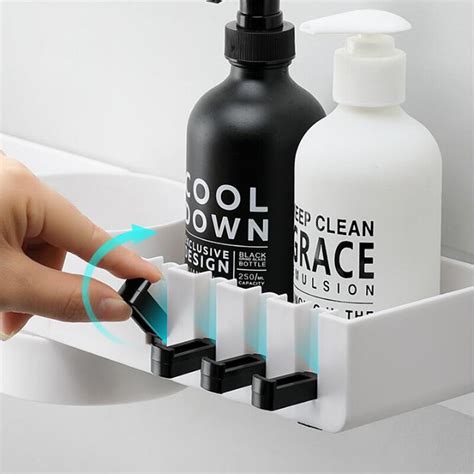 Badu Bg Монтирани на стена Ъглови рафтове за баня Въртящ се душ Caddy Самозалепващ се държач за