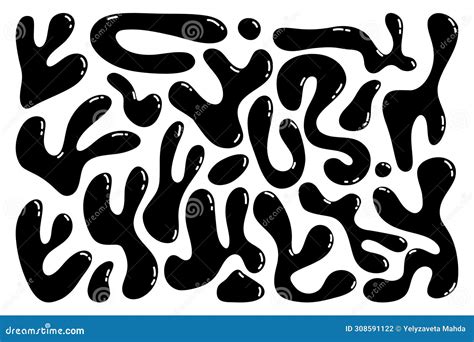 Blob Shapes Vector Set Organic Abstract Splodge Elemets Monochrome